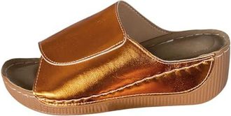 Generic Sandales dété confortables pour femme - En cuir - Simples et solides - Avec semelle intérieure - Sandales orthopédiques - Plateforme décontractée - Ta