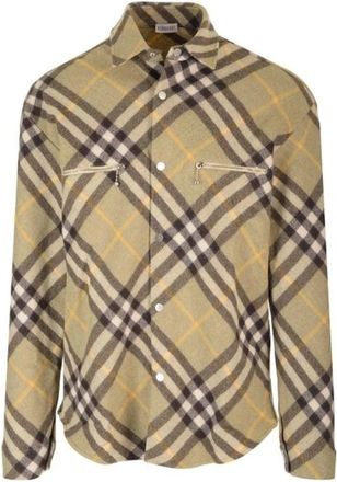 Burberry Homme, Chemises, Beige, Taille: M Chemise &agrave; Carreaux en M&eacute;lange de Laine