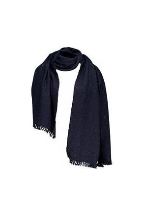 Deeluxe &Eacute;charpe MORGANE Femme couleur unie douce confortable pour lhiver chevrons discrets et pailletes avec finitions frang&eacute;es - Bleu Marine