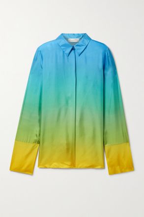 Oscar De La Renta Hemd Aus Twill Aus Seidensatin Mit Farbverlauf - Blau