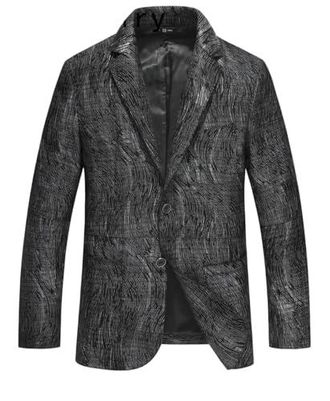 Generic Blazer en peau de mouton pour homme - Automne - Rayé - Style décontracté - Coupe ajustée - Confortable, Noir, XL