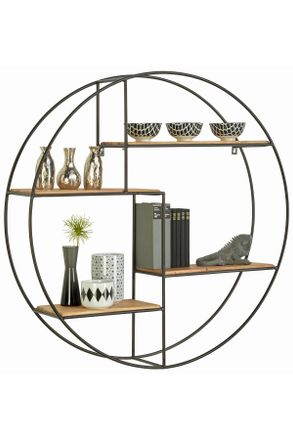 Landscape Wandregal, Schwarz, Akazie, Holz, Akazie, massiv, 4 F&auml;cher, 90x90x21 cm, Wohnzimmer, Regale, Wandregale