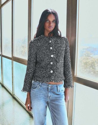 Bershka veste en tissu structur&eacute; noire