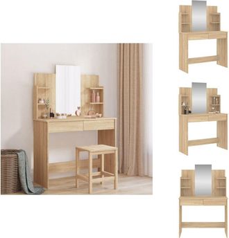 vidaXL Vidaxl - Schminktisch mit Spiegel Sonoma-Eiche 96x39x142 cm - Schminktisch - Kosmetikschrank - Frisiertisch - Badezimmerm&ouml;bel - Spiegelschrank