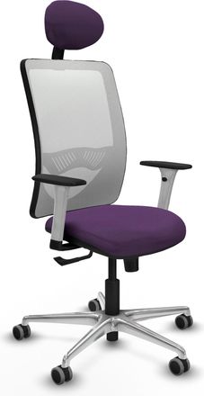 Piqueras y Crespo B&uuml;rostuhl Zulema mit wei&szlig;en und schwarzen Armlehnen, h&ouml;henverstellbare Lendenwirbelst&uuml;tze und festes Kopfteil, ausgestattet mit 3 Positionen, Wei&szlig;/Vio