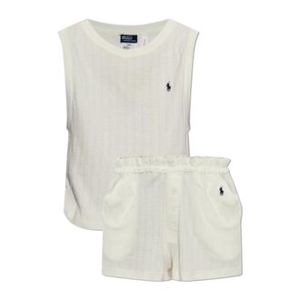 Polo Ralph Lauren Pyjama court &agrave; camisole en pointelle - Femme - V&ecirc;tements de nuit et de d&eacute;tente - Beige - Taille: 40 FR