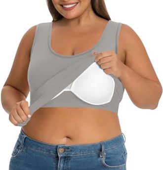 Generic D&eacute;bardeur de sport pour femme - Avec soutien-gorge int&eacute;gr&eacute; - Noir - Ventre nu - Sans manches - Crop Tops sans manches - Gilet &eacute;lastique - D&eacute;bardeur st