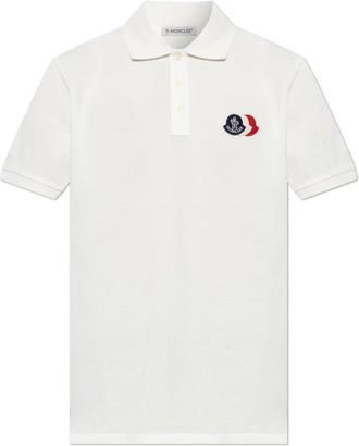 Moncler Homme, Tops, Blanc, Taille: XL Polo avec &eacute;cusson logo