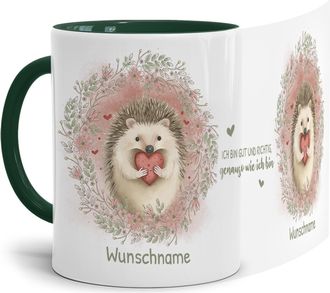 Tassendruck Personalisierbare Tasse für Kinder - mit Name, 300 ml - Ich Bin gut, so wie ich Bin - Igel Tasse Achtsamkeit, personalisierte Geschenke zur Einschulun