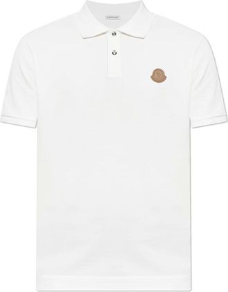 Moncler Homme, Tops, Blanc, Taille: XL Polo avec &eacute;cusson logo