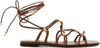Valentino Garavani Sandalen - Leather Sandals With Knot Detailing - Gr. 36 (EU) - in Braun - f&uuml;r Damen