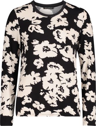 Betty Barclay Damen Basic Shirt mit Rippb&uuml;ndchen 46, Schwarz/Wei&szlig;