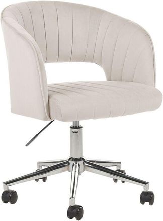 Beliani Beliani - B&uuml;rostuhl Hellbeige Samtstoff mit Armlehnen H&ouml;henverstellbar Rollbar Drehbar Home-Office B&uuml;ro Arbeitszimmer Ausstattung Sitzm&ouml;bel