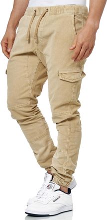 Indicode Herren Walker Cargohose (Cord-Stretch) | Cargo Hose Cordhose Kord Baumwollhose Cornstalk, XL