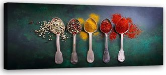 Feeby Bild auf Leinwand - Wandbilder Wohnzimmer Aesthetic - Kräuter und Gewürze für die Küche - 150x50 1tlg - Schlafzimmer Wandekoration - Bilder Zimmer - L