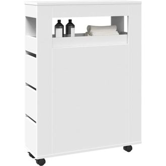 vidaXL Badschrank Schmal mit Rollen Weiß Holzwerkstoff - Vidaxl