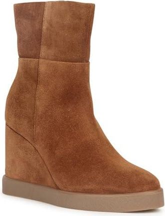 Geox Bottines D Elidea Wedge B pour Femme, Camel foncé, 2 UK