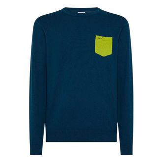 Sun 68 Pullover Elbow Contrast - - Knitwear - Herren - Gr&uuml;n - L