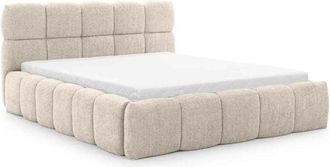 Casanova ELISE - Lit coffre tissu bouclette 160x200cm - Beige