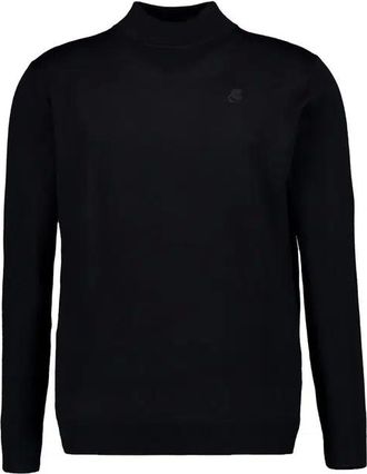 Karl Lagerfeld Herren Stehkragenpullover schwarz Merinowolle unifarben
