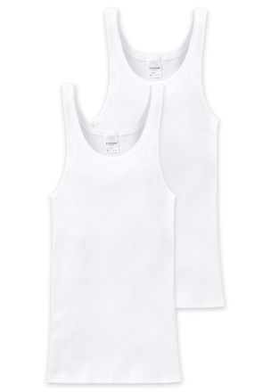 Schiesser Unterhemd SCHIESSER Essentials, Herren, Gr. 5, N-Gr, wei&szlig; (100, wei&szlig;), Doppelripp, Obermaterial: 80% Polyamid, 20% Elasthan, unifarben, k&ouml;rpernah, Run