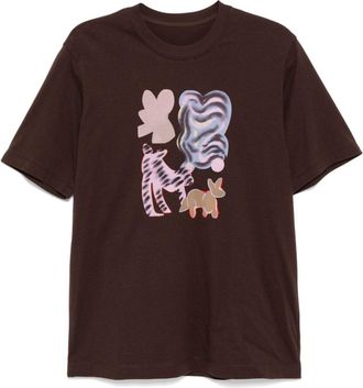 JNBY t-shirt à imprimé chats - Marron