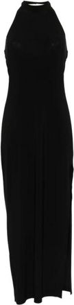 Norma Kamali Femme, Robes, Noir, Taille: 36 FR Robe Longue Dos Nu avec Fente Lat&eacute;rale