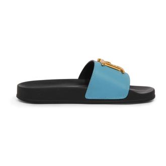 Dsquared2 Italienische Ledersandalen Schwarz Blau Gold - - Shoes - Damen - Blau - 36 EU
