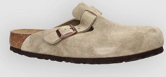 Birkenstock Boston Soft Footbed Suede Leather Sandalen taupe