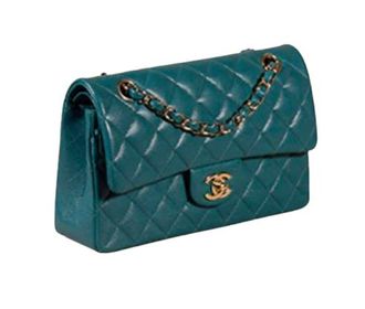 Chanel Teal Green Medium Quilted Flap Bag Size M
