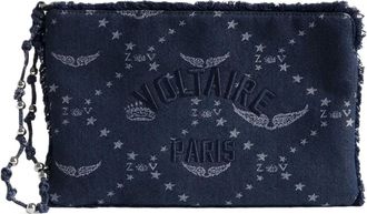 Zadig&Voltaire Femme, Sacs, Bleu, Taille: ONE Size Angel Pouch Denim Monogram