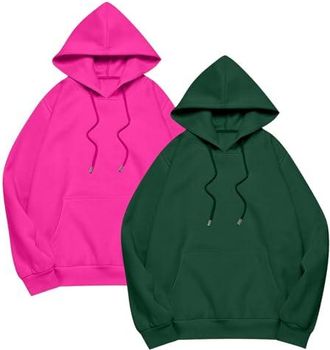 Generic Lot de 2 sweats à capuche avec poches pour femme - Sweat à capuche dhiver chaud pour femme - Pull à capuche dautomne - Pulls dhiver avec poches - Haut