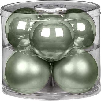 Magic Bodyfashion Weihnachtskugeln Glas 10cm 6 STK. Christbaumkugeln Christbaumschmuck (Mild Sage)