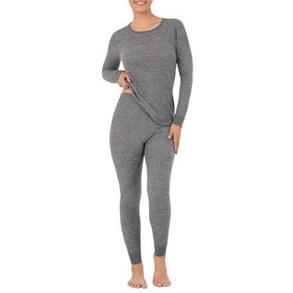 Fruit Of The Loom Micro Waffle Premium Thermal Set Ensemble de Pijama, Bruyère fumée, XS Femme