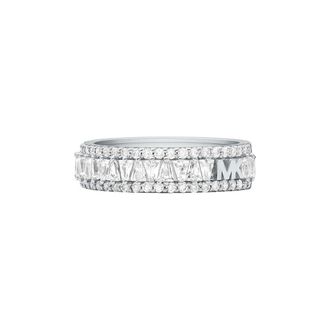 Michael Kors Bague Pav&eacute;e en Argent Sterling Plaqu&eacute; M&eacute;tal Pr&eacute;cieux - Femme - Accessoires - Gris - Taille: 44 MM