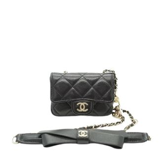 Chanel Pre-owned Lambskin Matelasse Ribbon Mini Chain Convertible Schultertasche - - Pre-owned - Damen - Schwarzk - ONE SIZE