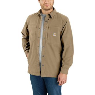 Carhartt Work in Progress Herren Rugged Flex Relaxed Fit Canvas Fleece Lined Snap-Front Shirt Jac, Dunkles Khaki, XX-Large