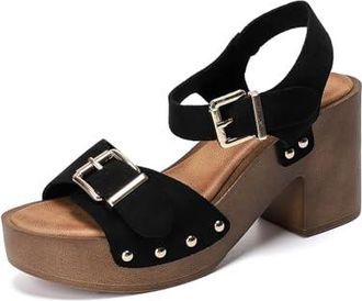 Generic Sandales compens&eacute;es en li&egrave;ge pour femme - Bout ouvert - Double boucle r&eacute;glable - Respirantes et confortables - Soutien de la vo&ucirc;te plantaire - Chaussu