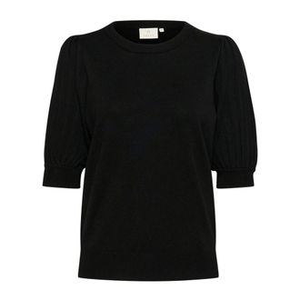Kaffe KAlone Knit Pullover 1/2 SL Strik - - Knitwear - Damen - Schwarzk - XS