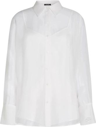 Karl Lagerfeld Femme, Blouses et Chemises, Blanc, Taille: 42 FR Blouse Transparente avec Fond de Robe