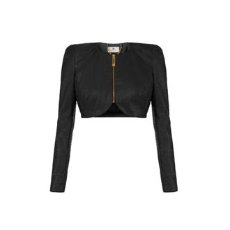 Elisabetta Franchi Femme, Vestes, Noir, Taille: 36 FR Veste &agrave; imprim&eacute; autruche