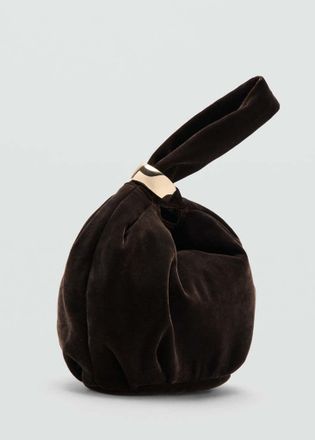 Mango Sac &agrave; main velours d&eacute;tail m&eacute;tallique chocolat - Femme - Taille unique - MANGO