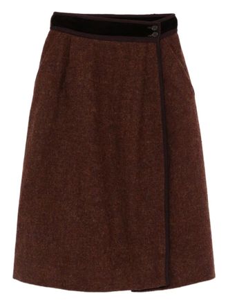 Saint Laurent jupe trapèze en laine (années 1970) - Marron