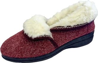 Generico Pantoufles fermées dhiver pour femme, fourrure synthétique, Patrizia AZ39, doublure en tissu lourd 100 % fabriqué en Italie, Bordò., 36 EU