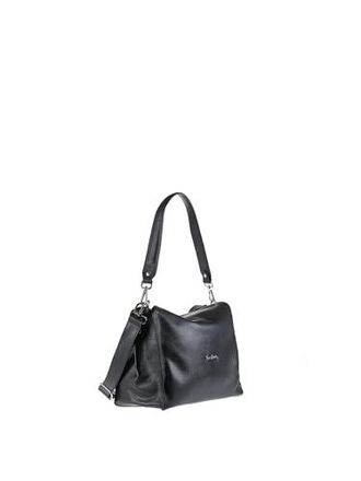 Pierre Cardin Sac à bandoulière pour femme en cuir véritable Made in Italy 28 x 24 x 15,5 cm 55090, Noir, Taille unique