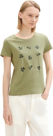 Tom Tailor Damen 1044865 Basic T-Shirt mit Print, 18938-Greyish Green, XXL