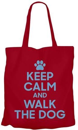 Fabulous Tote Bag Sac Shopping en Toile Rouge - Keep Calm and Walk the Dog Parodie Chien Animaux - 10 L