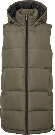 Noisy May Noisy May Damen Lange Puffer Weste | Wattierte Stepp Übergangsjacke ohne Ärmel | mit Kapuze & Zip NMAURORA, Farben:Olive, Größe:40