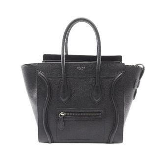 Celine Sac cabas en cuir Pre-owned Luggage Micro Shopper - Femme - Pre-owned - Noir - Taille: ONE Size