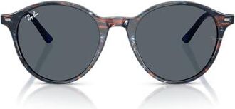 Ray-Ban Bernard Rb2230 Lunettes de soleil rondes, Abat-jour transparent fantaisie bleu/bleu, 51 mm
